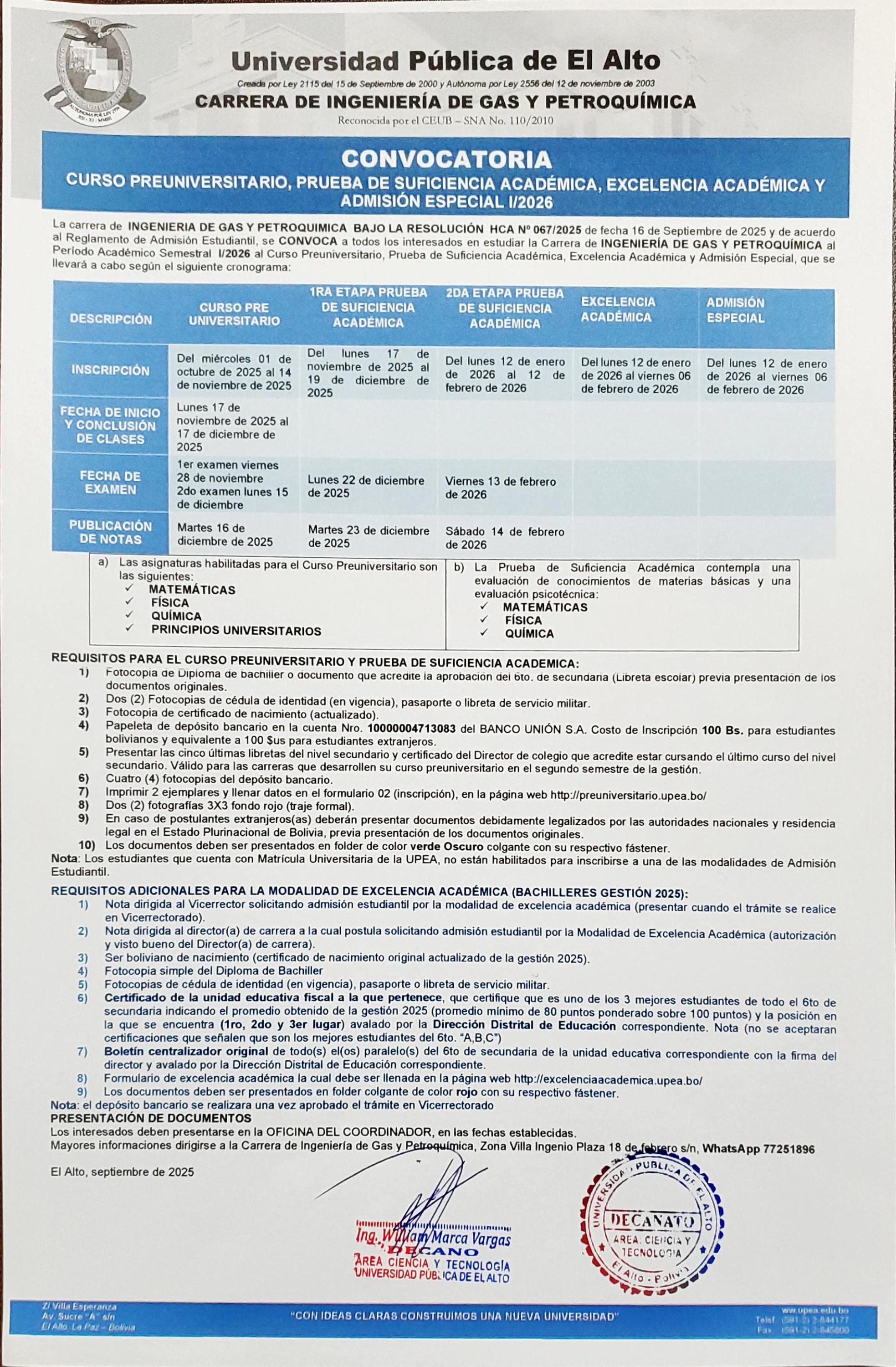 Admisión Estudiantil - UPEA