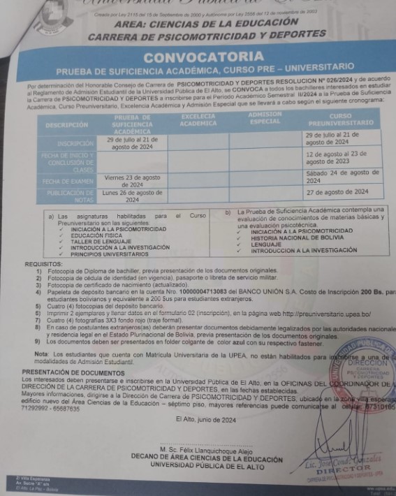 Admisión Estudiantil - UPEA