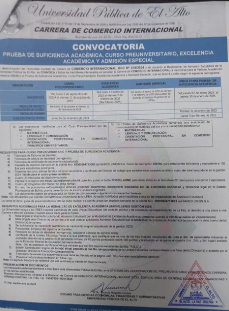 Admisión Estudiantil - UPEA