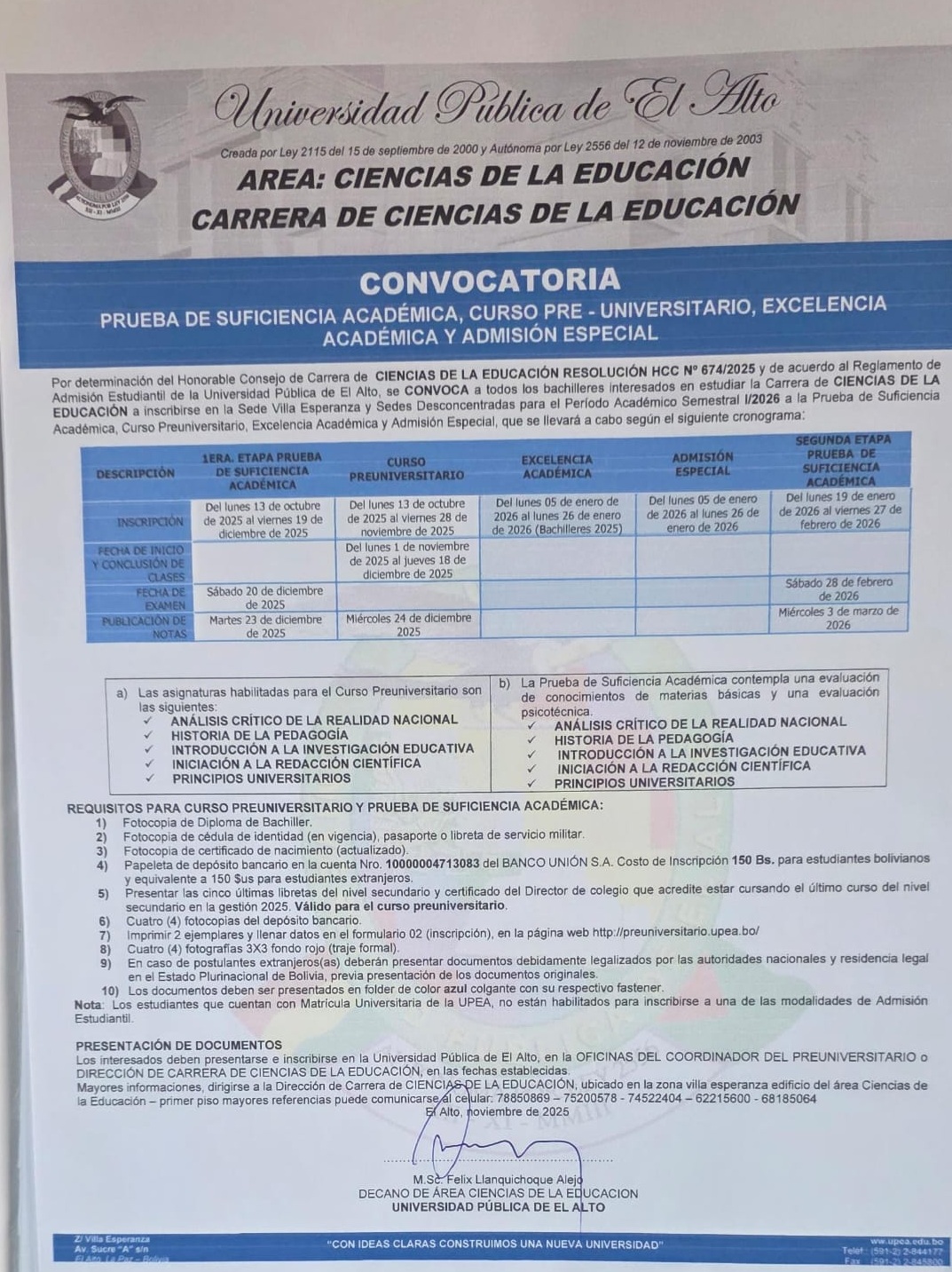 Admisión Estudiantil-UPEA